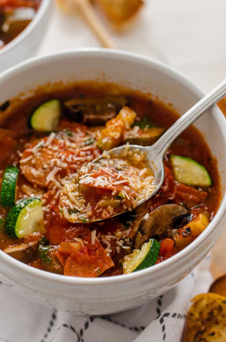 The BEST Pizza Soup (Crockpot or Instant Pot) - Thriving Home