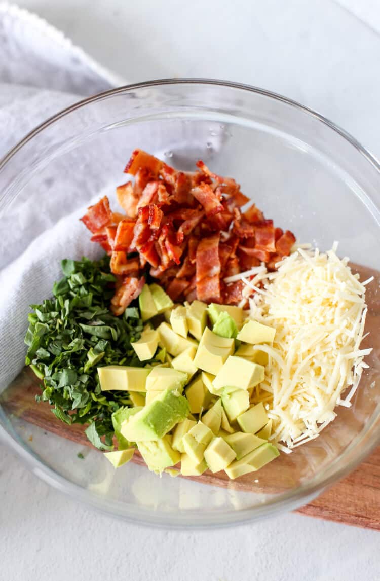 Avocado Pasta {with Basil & Bacon} - Thriving Home