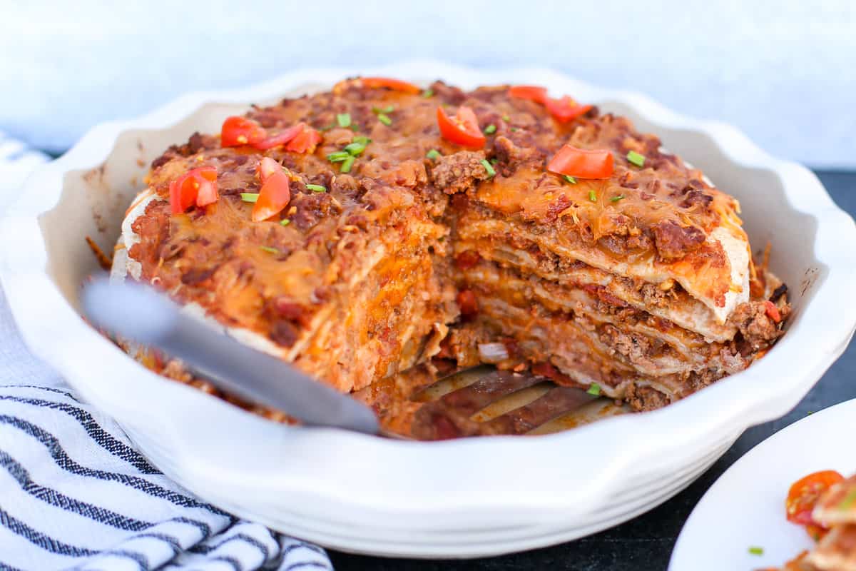 Easy Layered Taco Pie {A Crowd Pleaser!} - Thriving Home