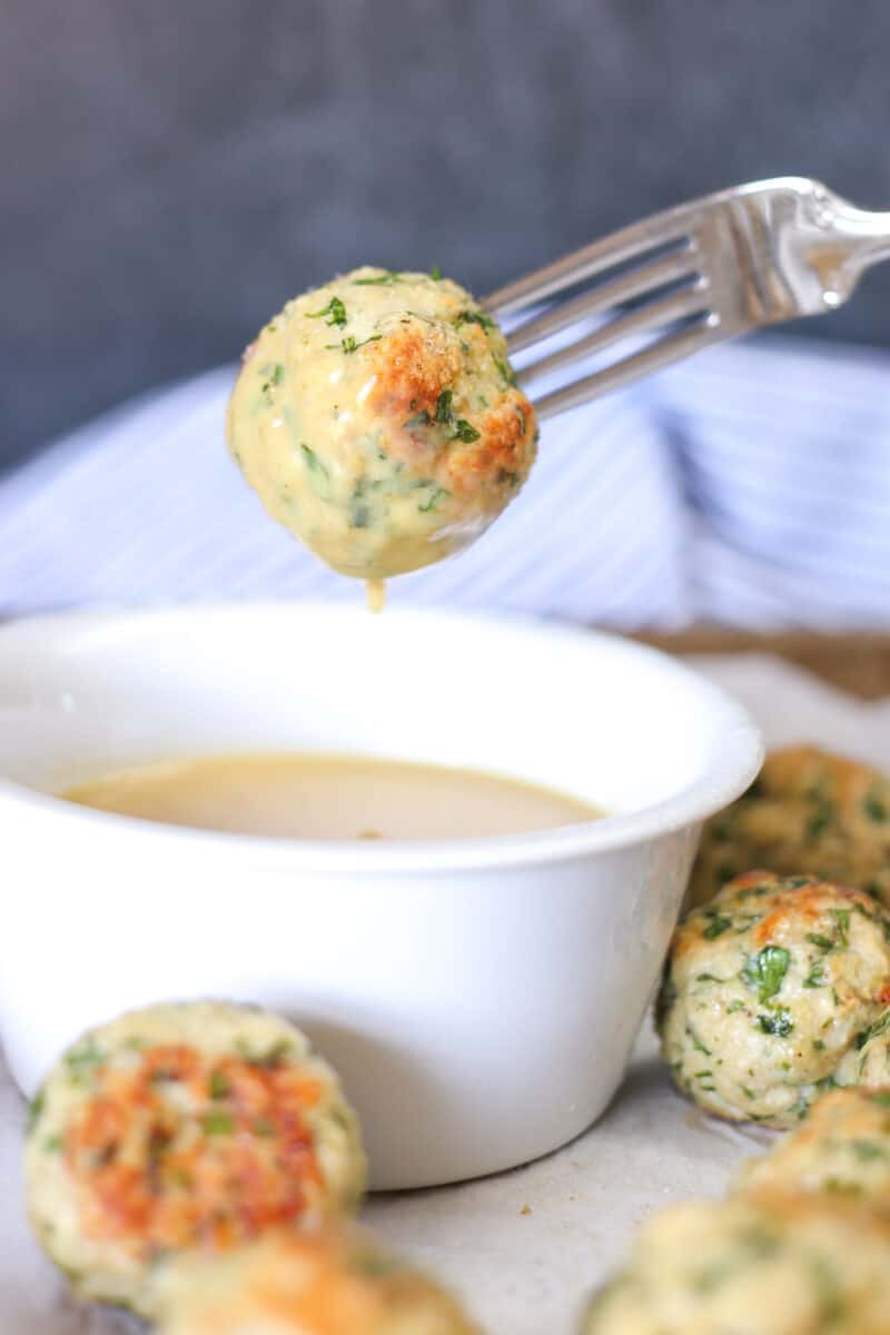 Chicken Meatballs with Honey Mustard Dipping Sauce